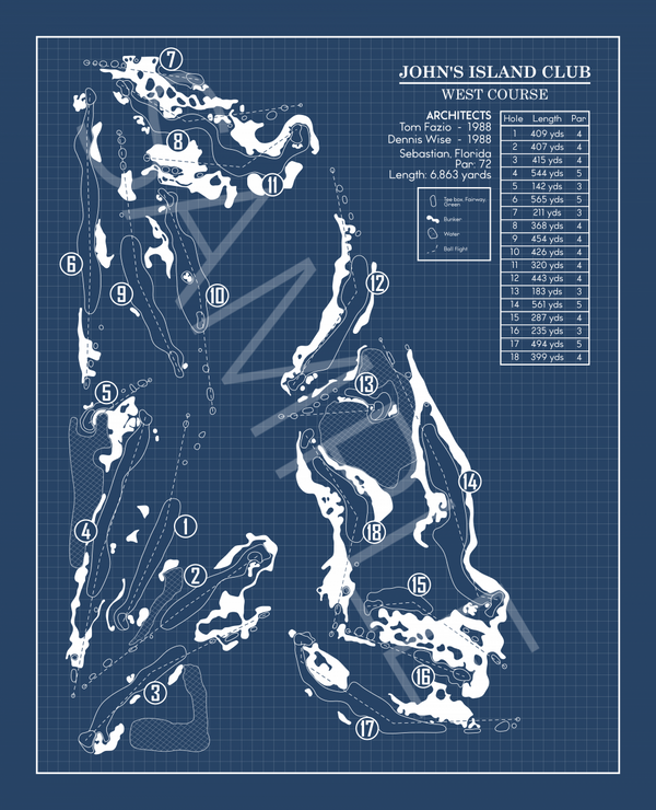John's Island Club West Course Blueprint (Print) – GolfBlueprints