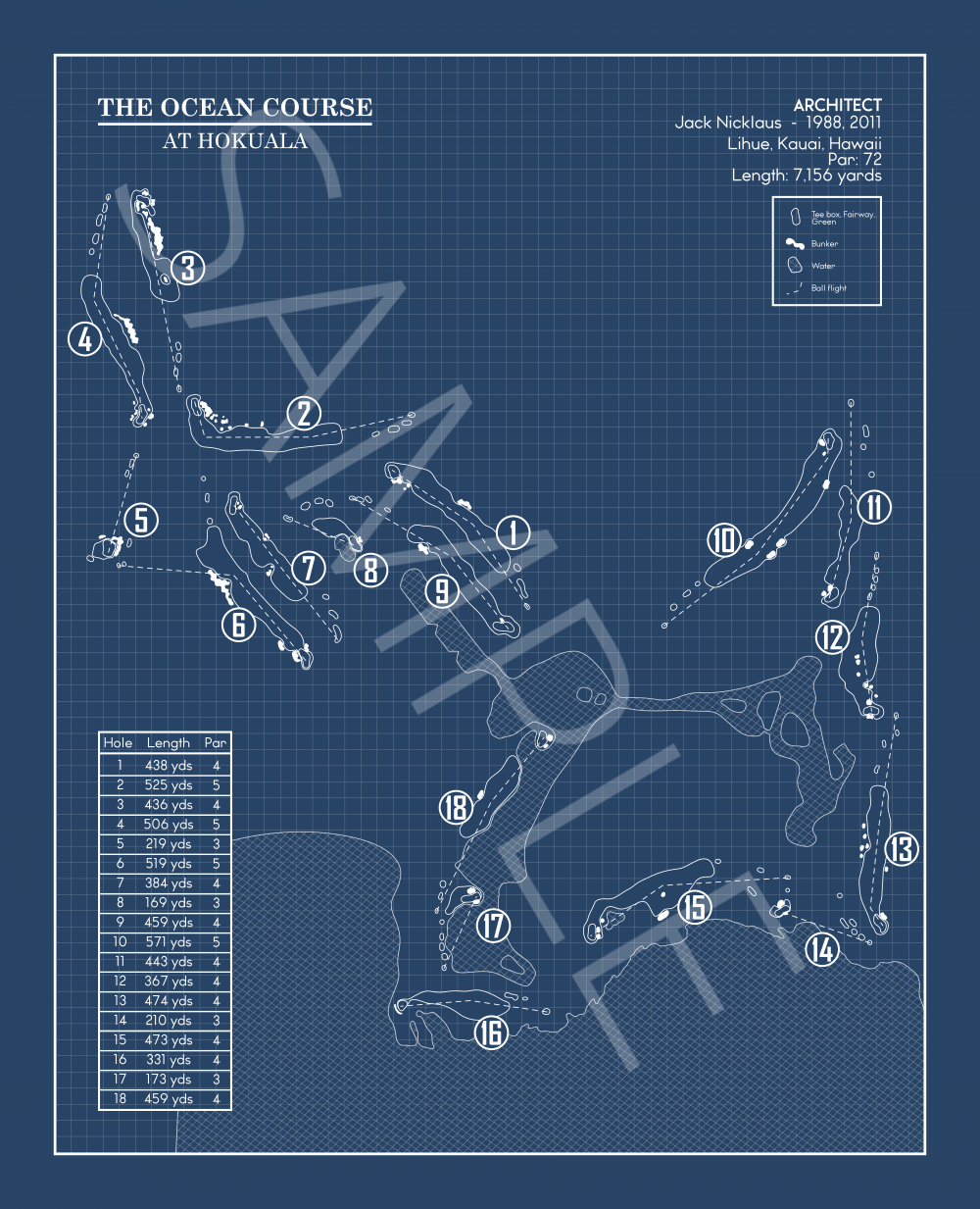 The Ocean Course at Hokuala Blueprint (Print) – GolfBlueprints