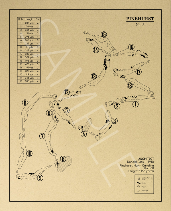 Pinehurst No. 3 Golf Course Outline (Print) – GolfBlueprints