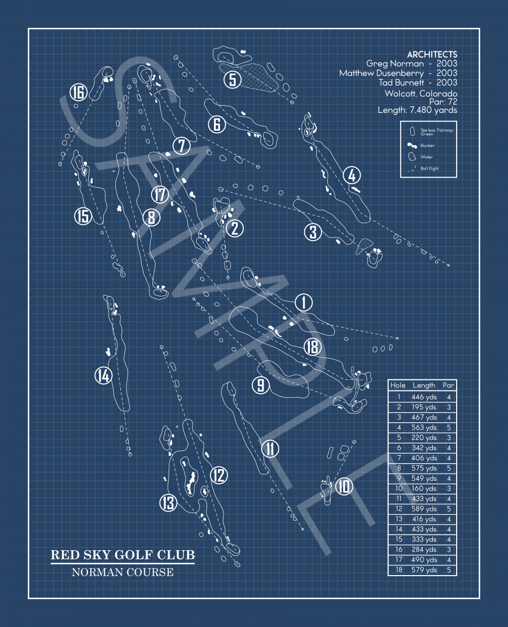 Red Sky Golf Club Norman Course Blueprint (Print) – GolfBlueprints