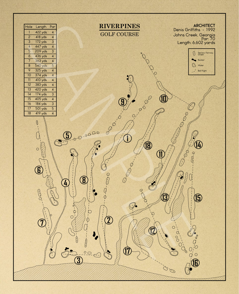 Riverpines Golf Course Outline (Print) – GolfBlueprints