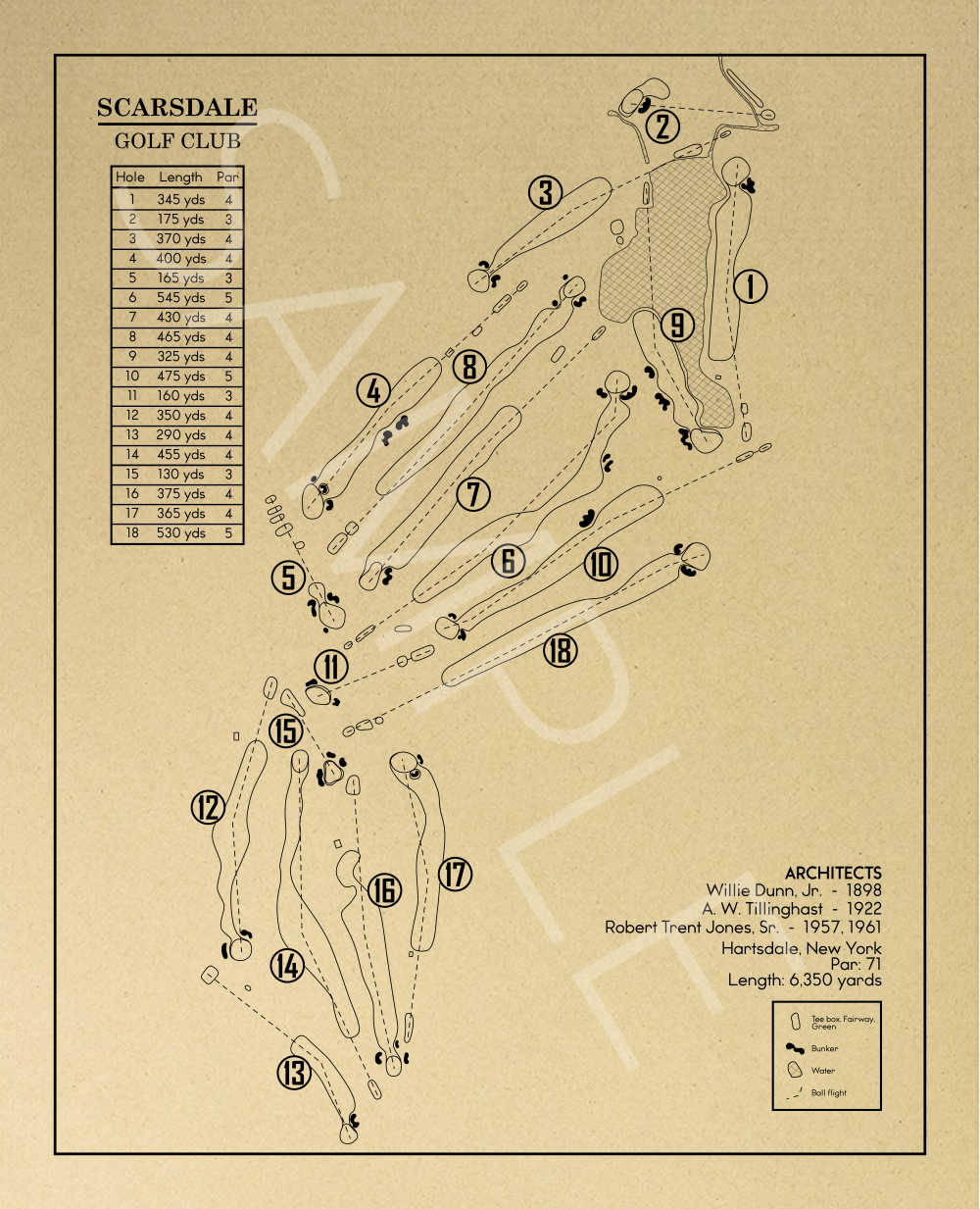 Scarsdale Golf Club Outline (Print) – GolfBlueprints