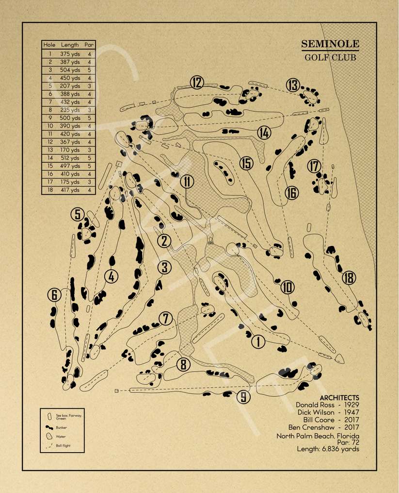 Seminole Golf Club Outline (Print) – GolfBlueprints