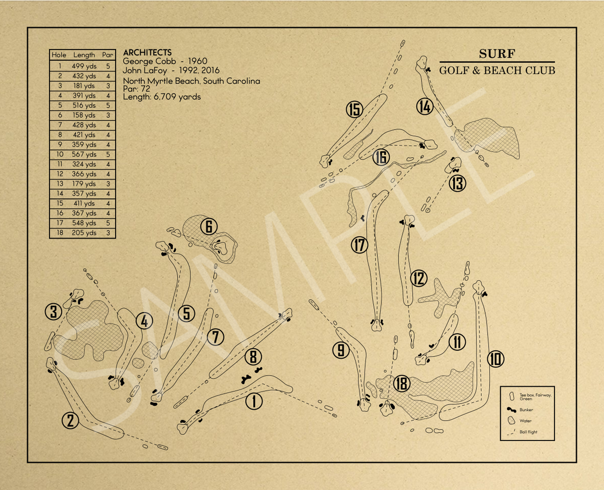 Surf Golf & Beach Club Outline (Print) – GolfBlueprints