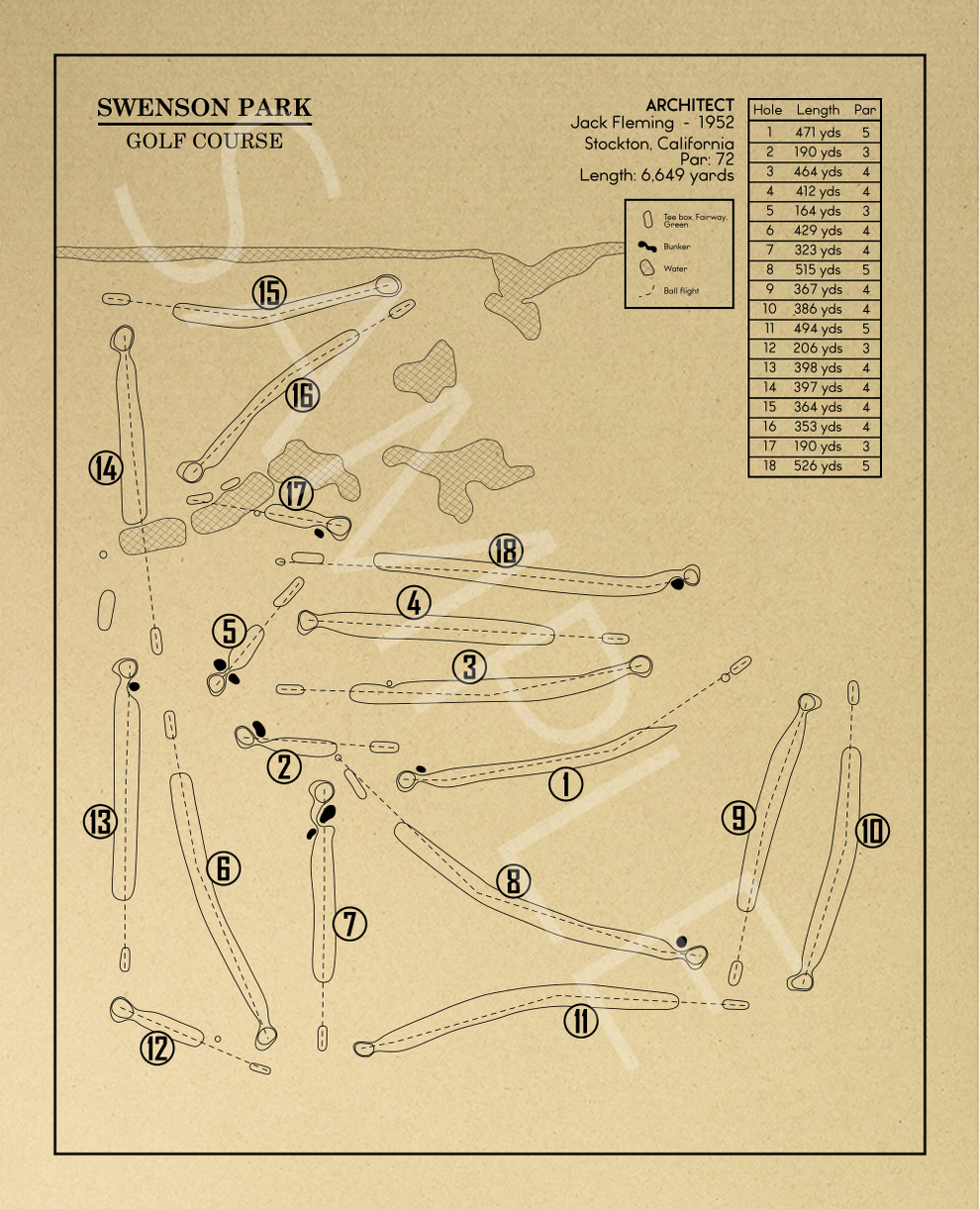 Swenson Park Golf Course Outline (Print) – GolfBlueprints