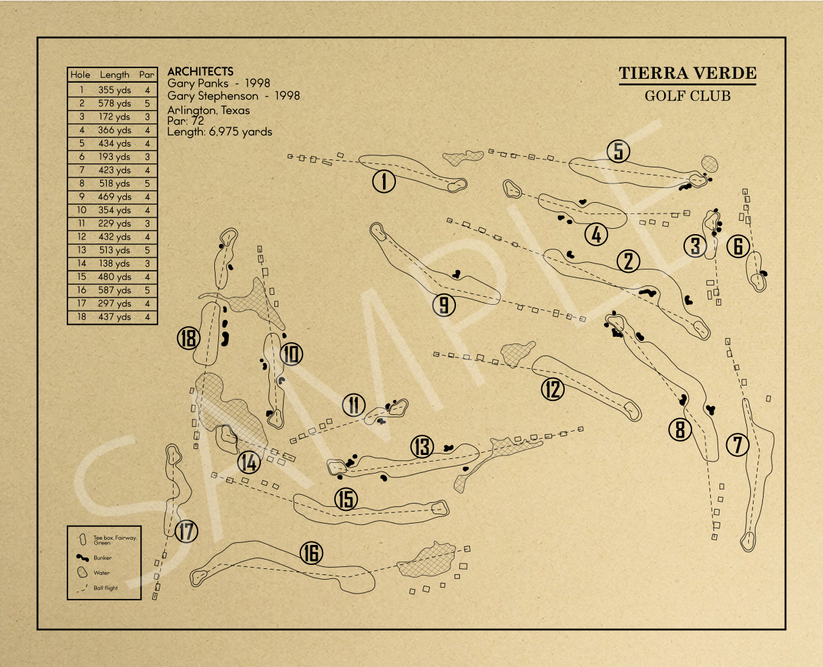 Tierra Verde Golf Club Outline (Print) – GolfBlueprints