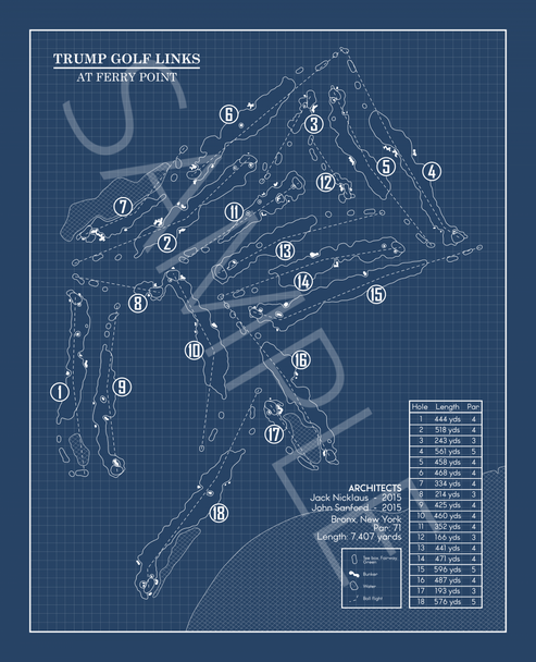 Trump Golf Links at Ferry Point Blueprint (Print) – GolfBlueprints