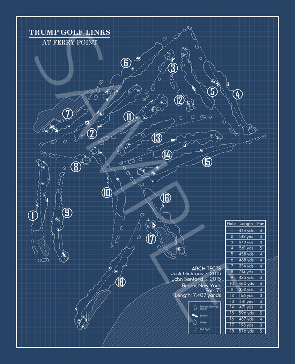 Trump Golf Links at Ferry Point Blueprint (Print) – GolfBlueprints