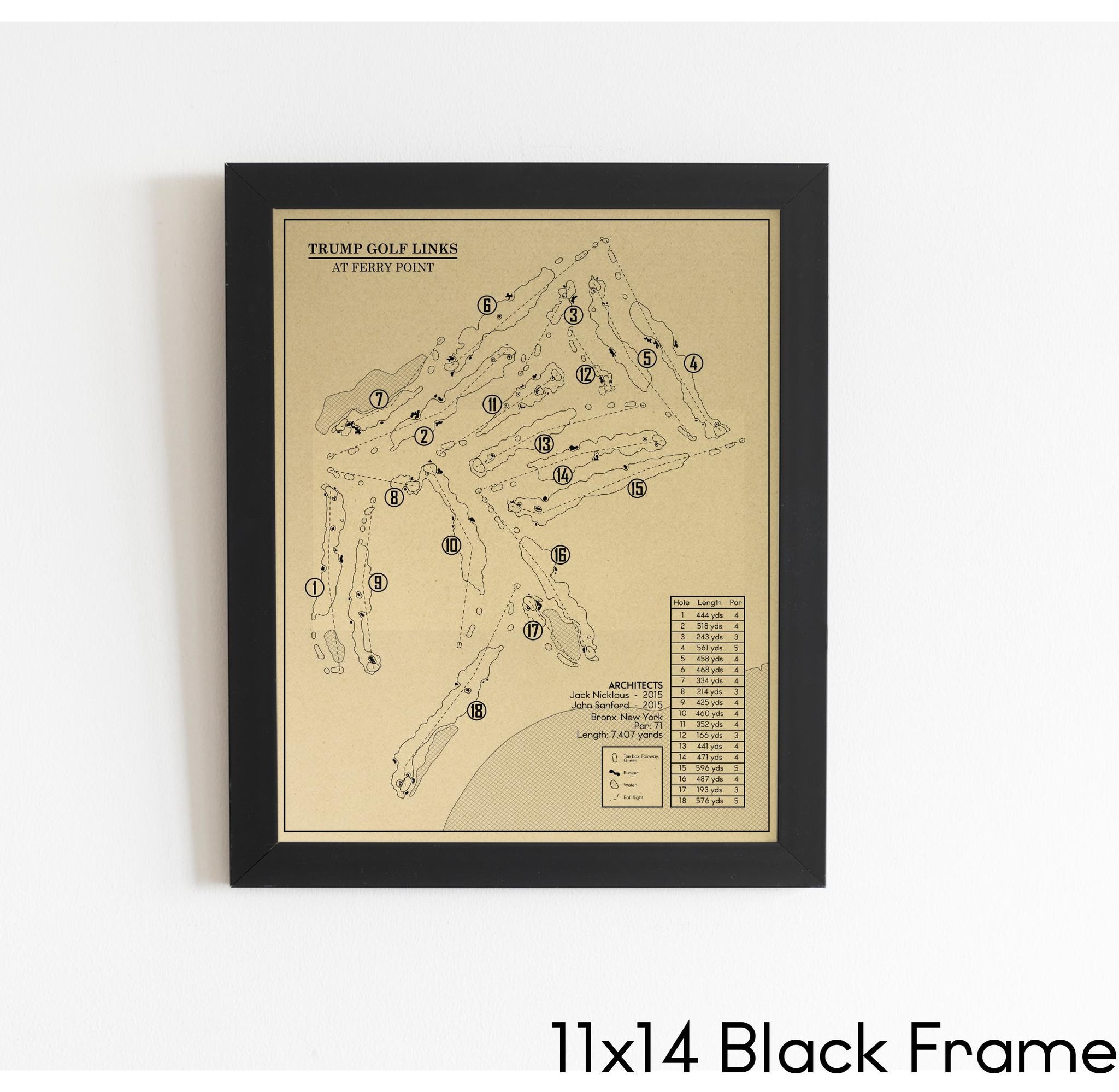 Trump Golf Links at Ferry Point Outline (Print) – GolfBlueprints