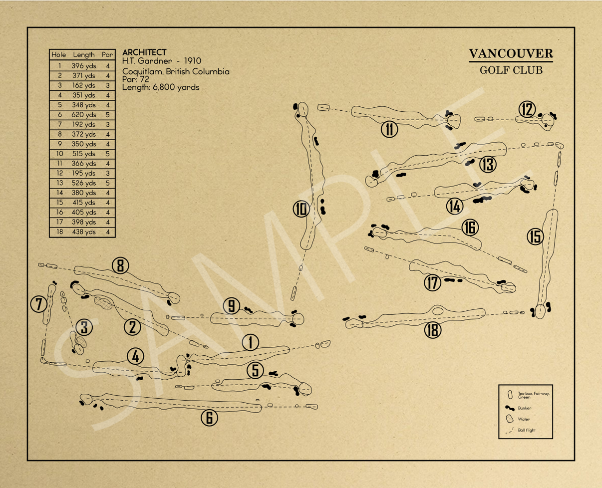 Vancouver Golf Club Outline (Print) – GolfBlueprints