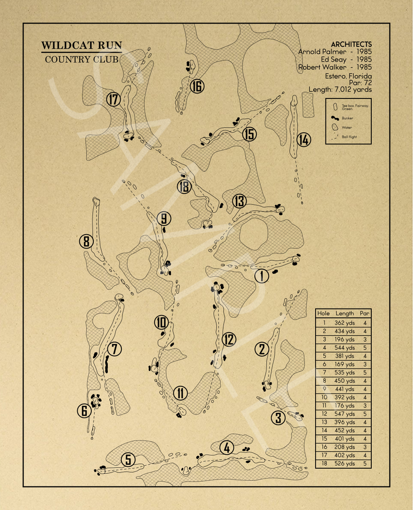 Wildcat Run Country Club Outline (Print) – GolfBlueprints